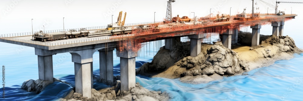 Computer modeling visualization of stress distribution in a bridge ...