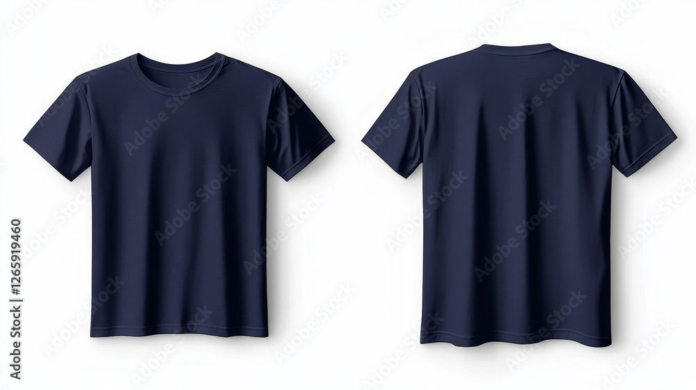 Navy Blue T-Shirt Mockup Front and Back View, Clothing Design, Apparel ...