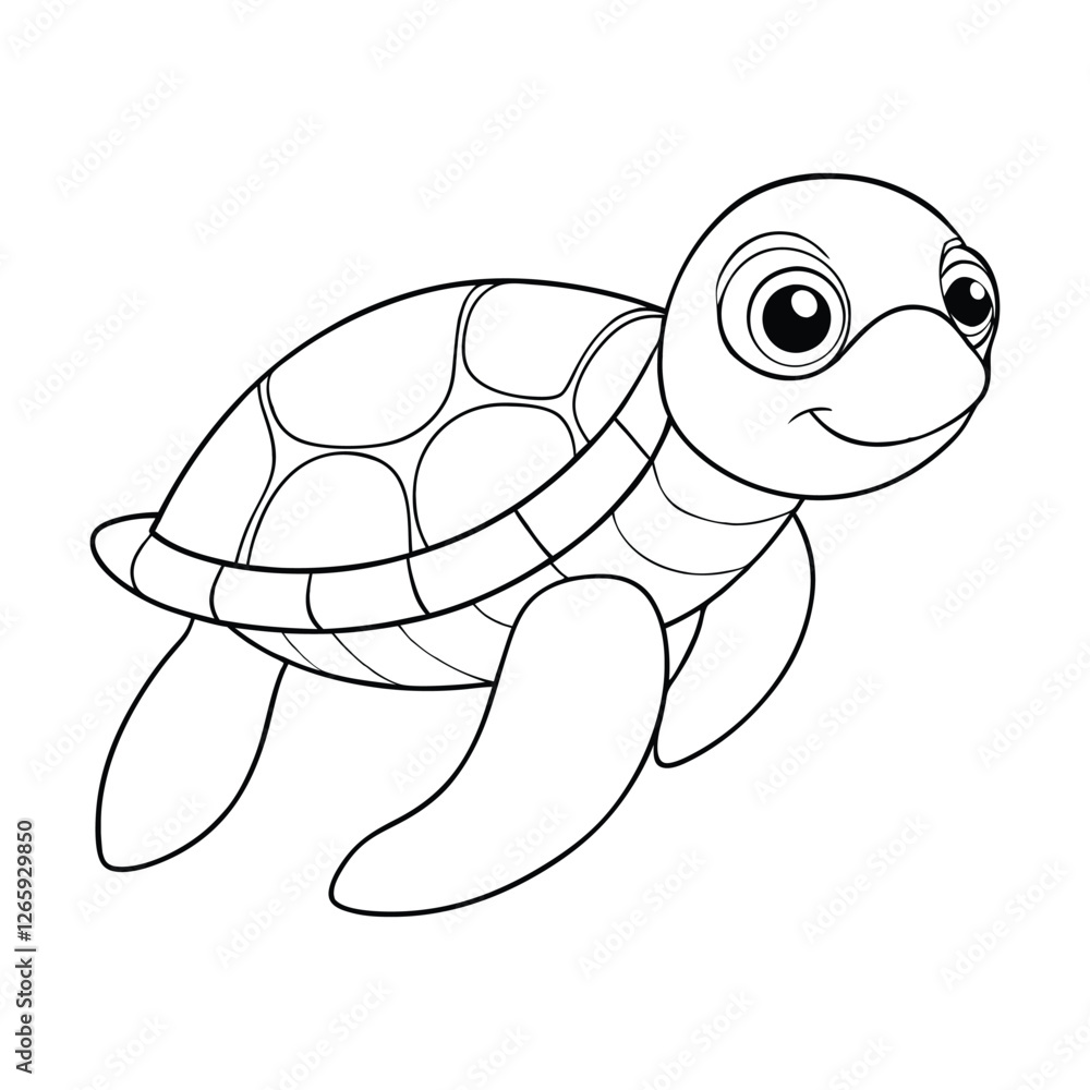 turtle vector illustration coloring page for kids Stock Vector | Adobe ...