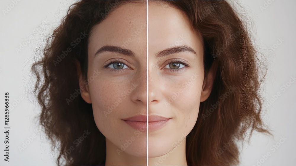 Before And After Beauty Treatment. Woman'S Face Before And After Skin ...