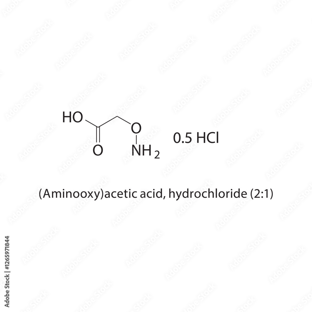 (Aminooxy)acetic acid, hydrochloride (2:1) skeletal structure.Amino ...