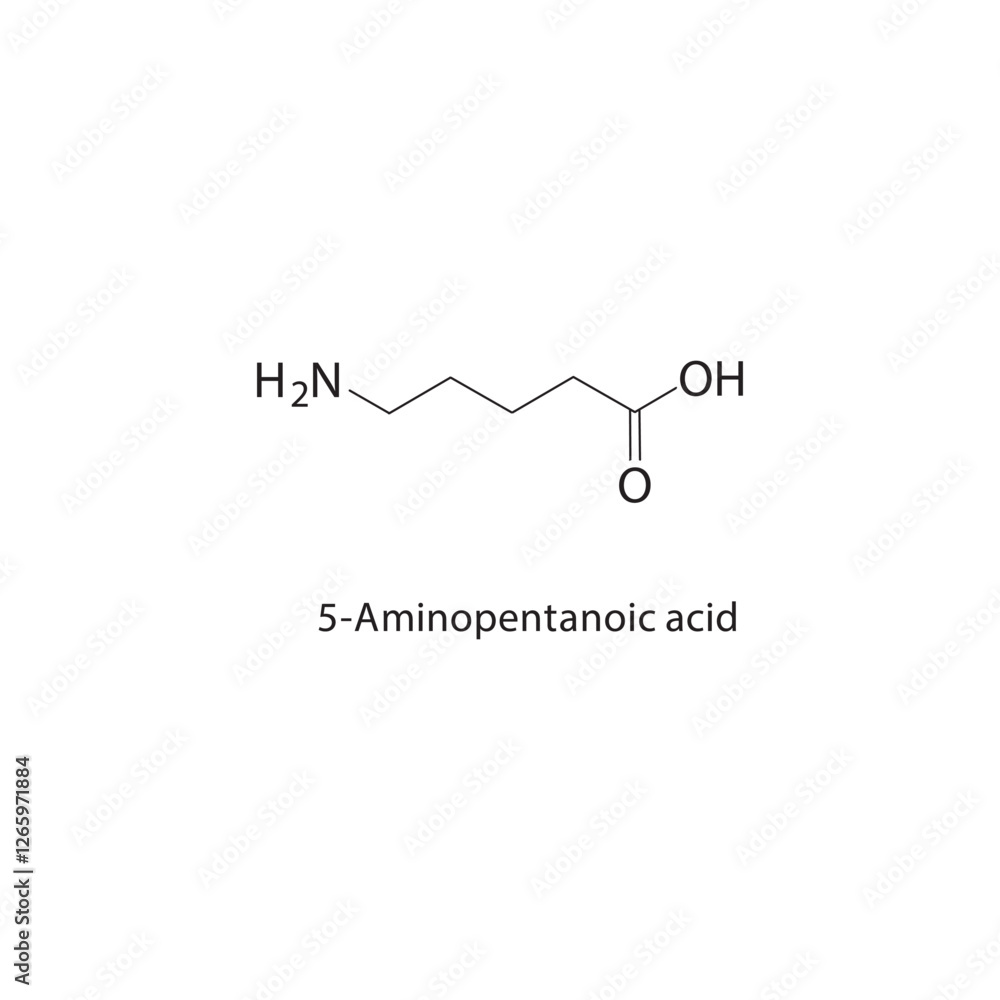 5-Aminopentanoic acid skeletal structure.Amino acid derivative compound ...