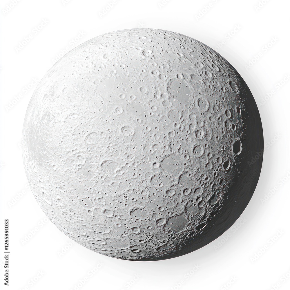 realistic moon image on a isolated white background, with no shadow ...