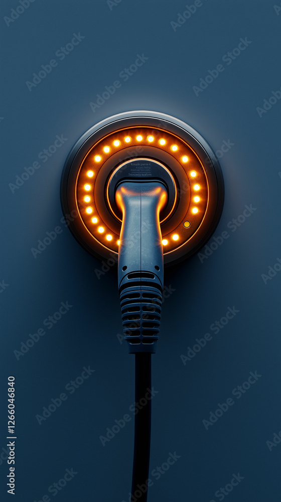Electric vehicle charging station with illuminated plug and circular ...