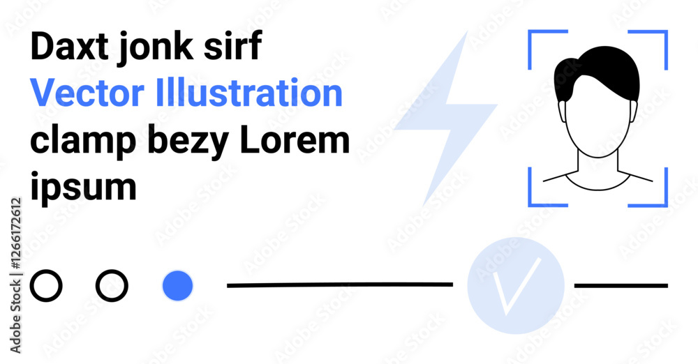 Profile outline with head and shoulders in blue frame, lightning bolt ...