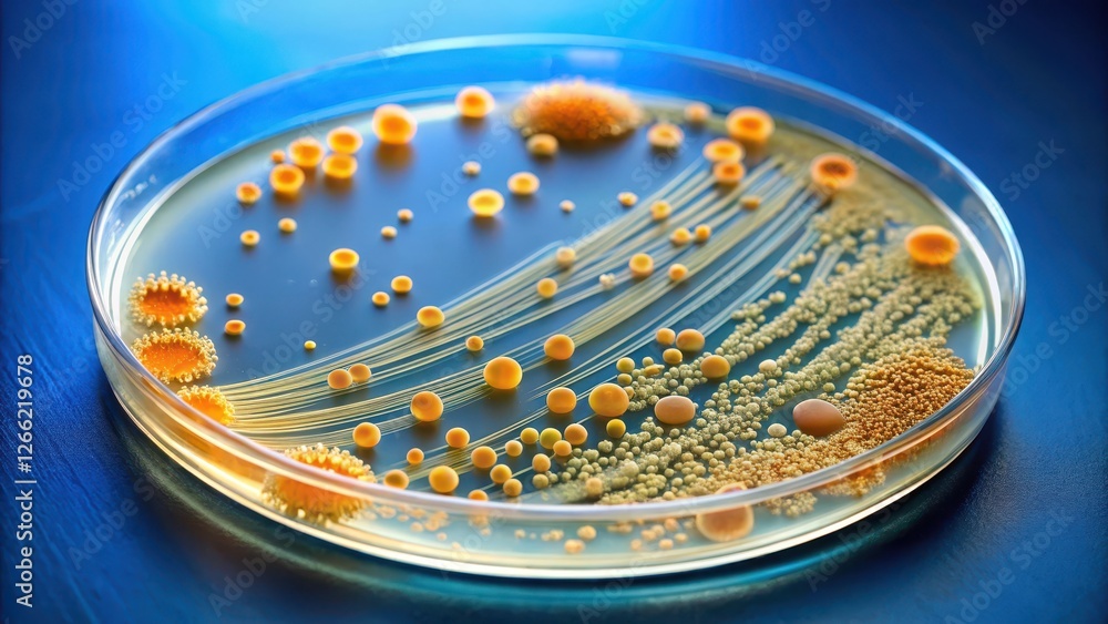 Bacteria Pseudomonas aeruginosa on agar plate with flagella and biofilm ...
