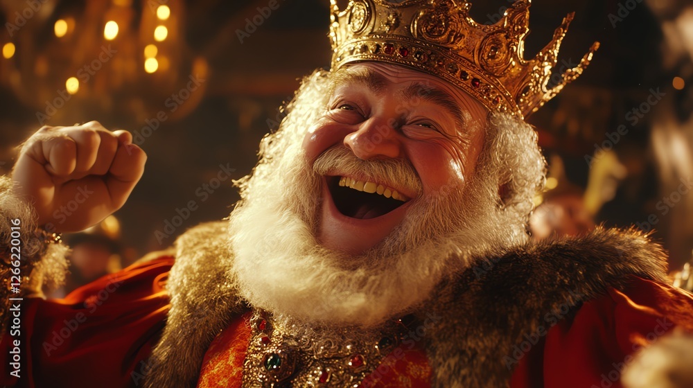 Joyful King Celebrating With Exuberance During a Grand Festive Event in ...