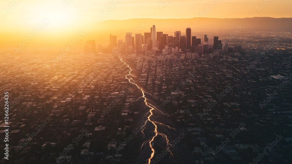 Cracked earth's crust beneath cityscape reveals fault lines: Nature's ...