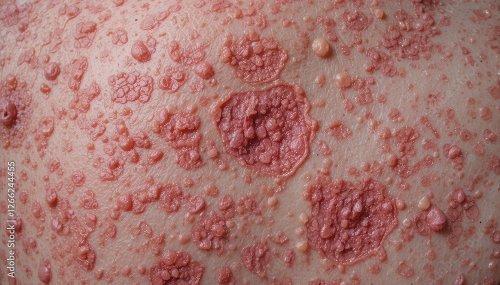 Close up Detailed Image of Skin with Multiple Verruca Vulgaris Warts ...