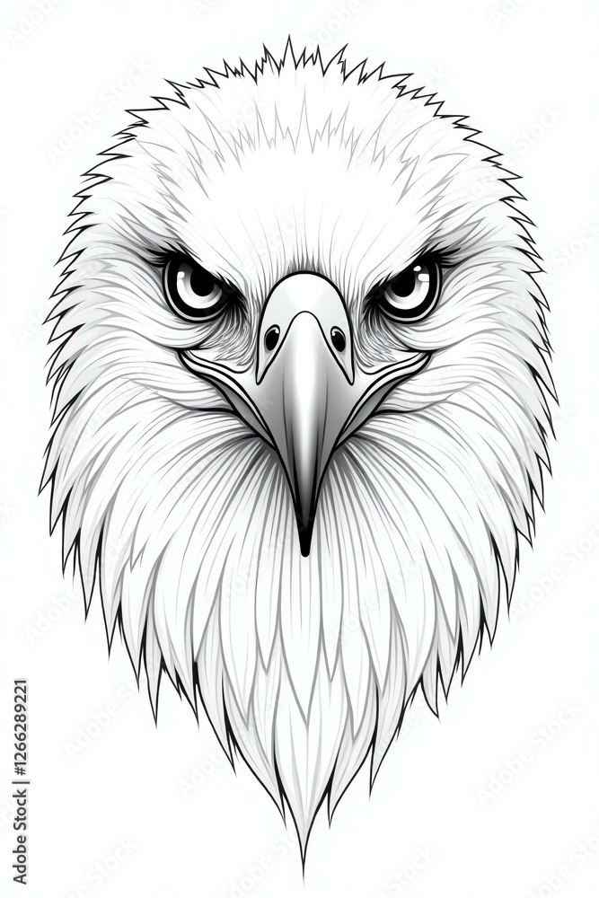 stunning illustration of eagle face drawing layout for coloring sheet ...