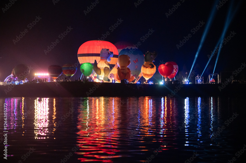 Chiang Rai, Thailand : February-14-2025 : Balloons night glow in ...