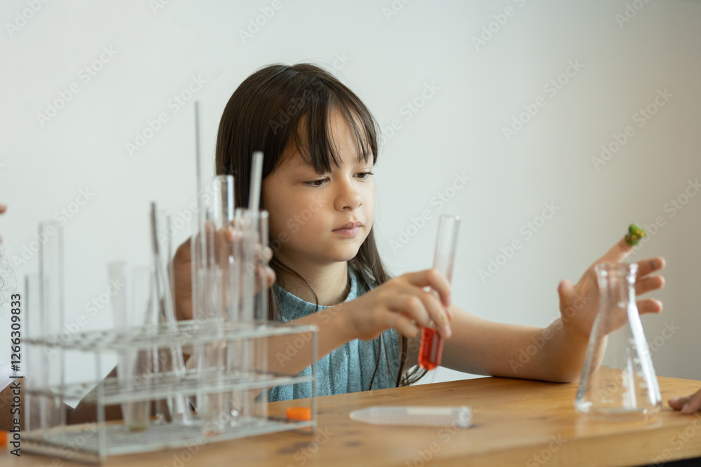 Foto de Stock children classroom education experiment laboratory ...