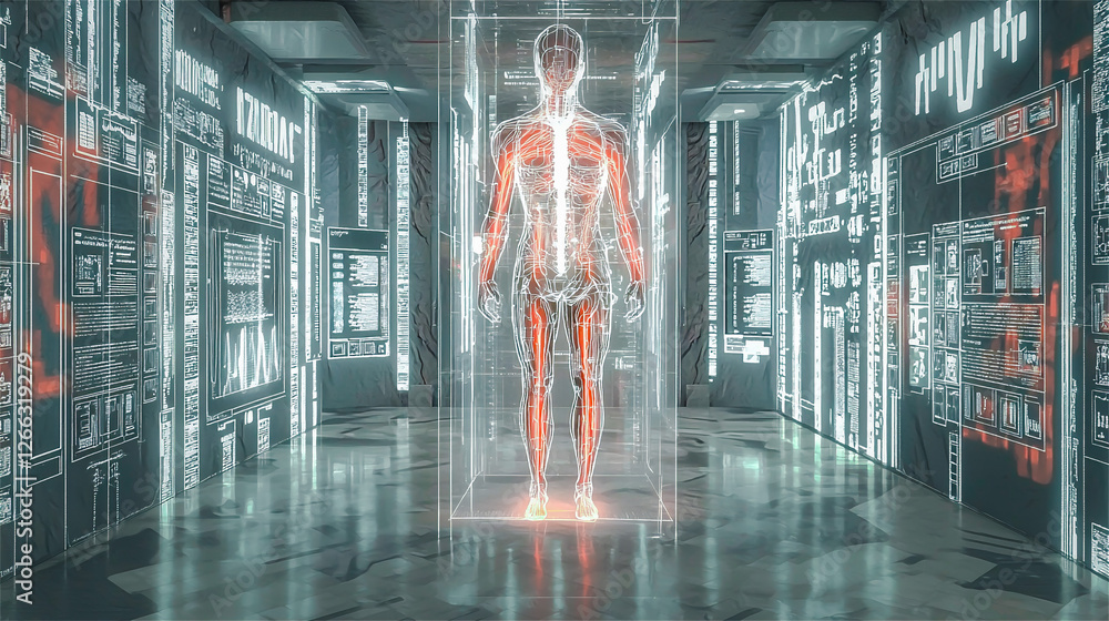 Surreal virtual X-ray of human full body parts with transparency of ...
