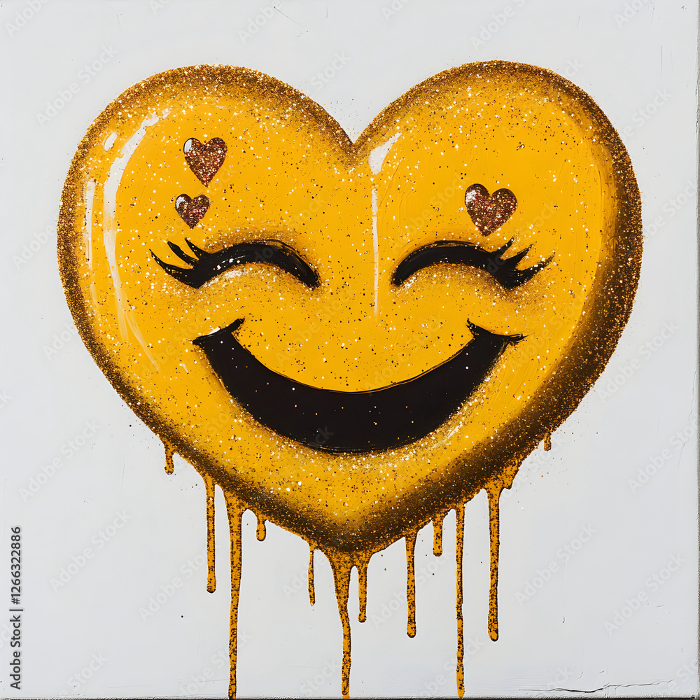 Cute heart shaped smiley face emoji with little red hearts on its face ...