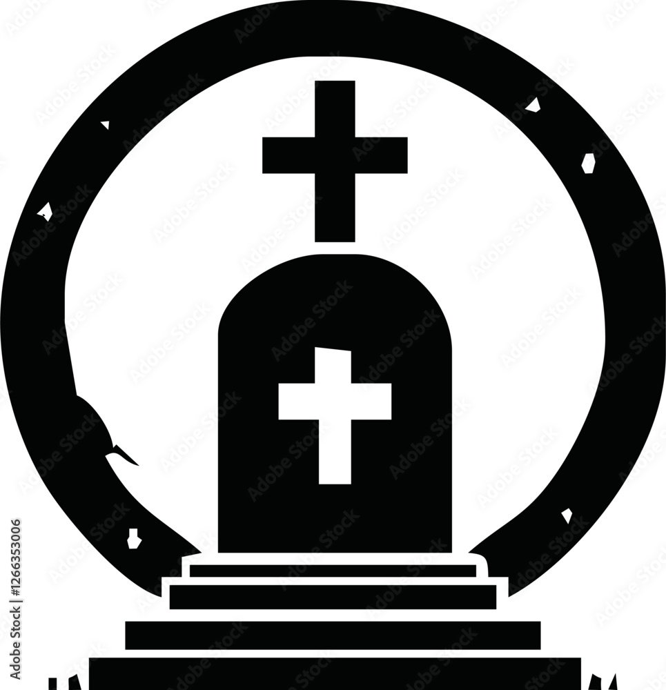 grave icons with gravestone and symbol. Flat illustration of death icon ...
