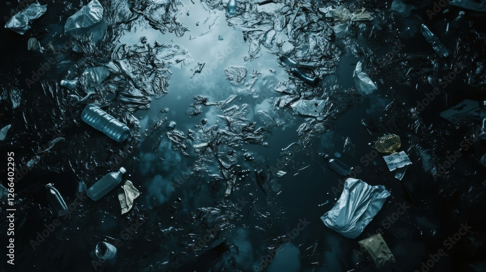 Floating plastic waste covers ocean surface creating an unsettling view ...