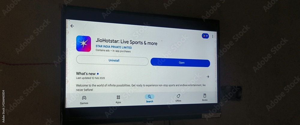 Foto de Stock New Delhi, India - February 15 2025. Jio hotstar app icon ...