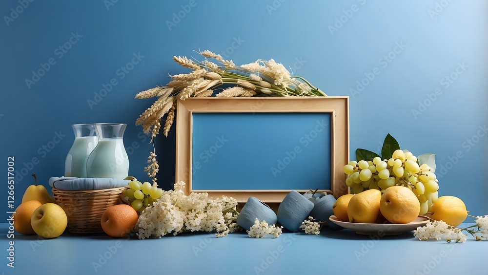 Shavuot banner with empty space Without Text, Blue Minimal background ...