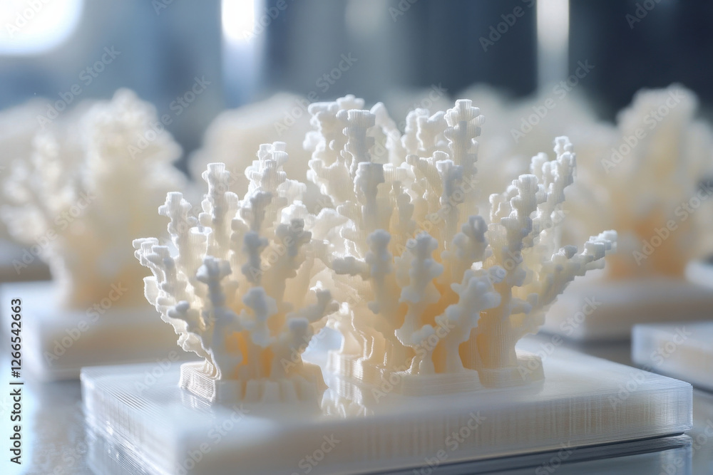 Coral polyp regeneration lab using 3D-printed reef structures Stock ...