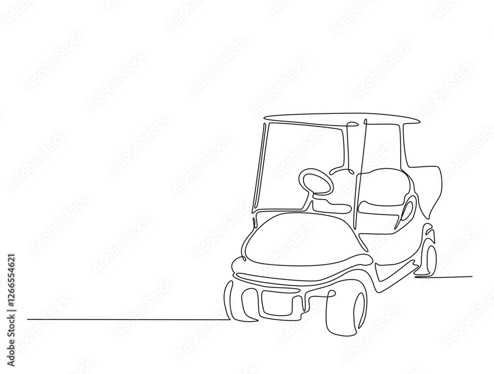 Continuous line art drawing of Golf car golfcart. Golf cart in line art ...