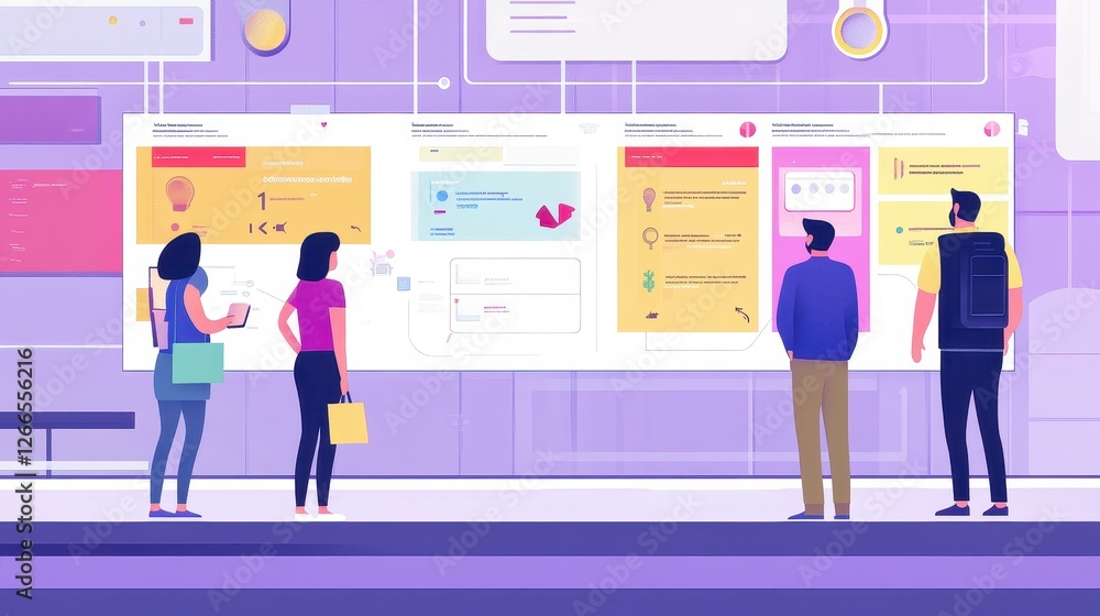 Customer journey flat design side view user experience animation ...
