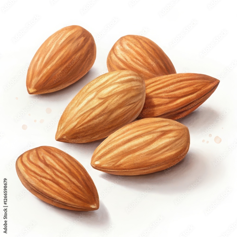 Whole Almonds on a White Background, Nutritious and Healthy Snack Rich ...
