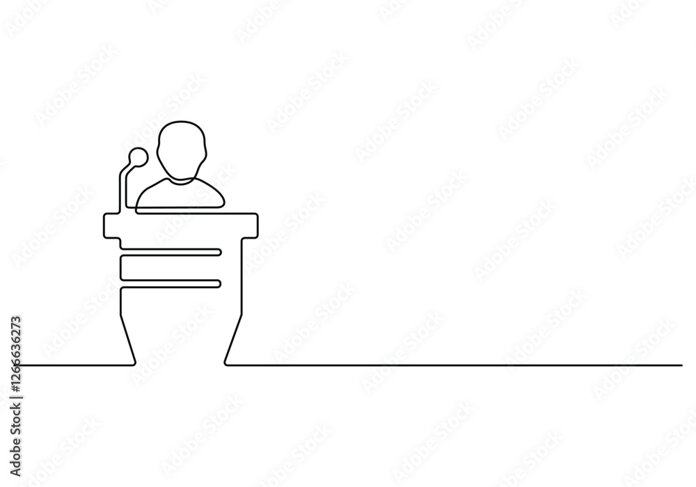 Vector de Stock Continuous line drawing of vector a speaker in front of ...