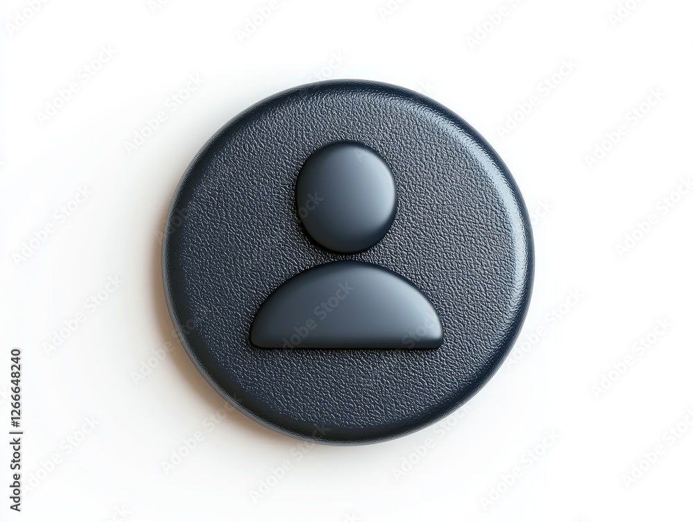 Black button with person icon for user profile and account access in ...