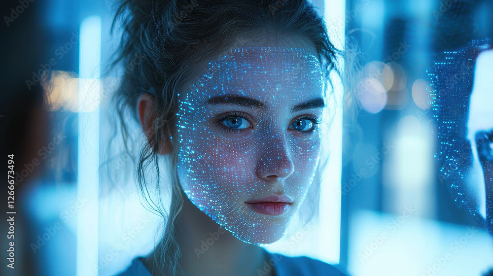 Person compares their face to a digitally altered version on a phone ...