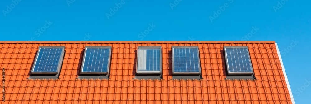 Contemporary Solar Roof Design Red Tiles with Mounted Panels for Eco ...