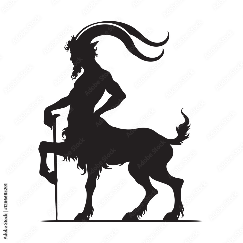 Spirited Satyr silhouette representing mythological creatures - Satyr ...