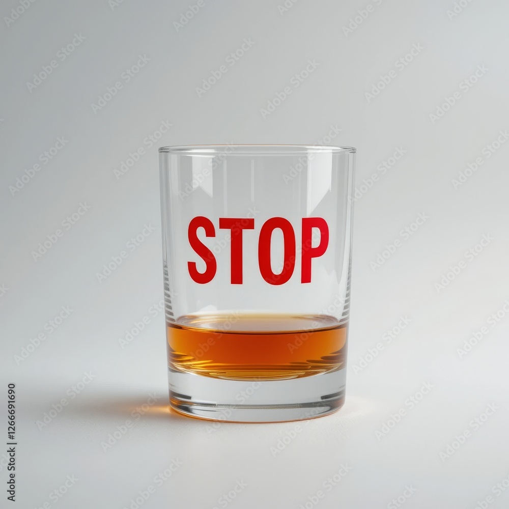 Stop Alcohol Symbol with Glass and Bottle, No Drinking Concept ...