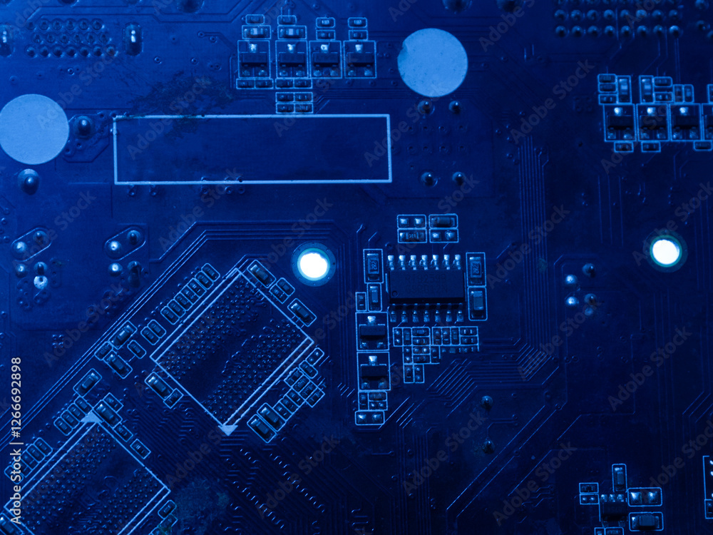 Video card. Processor core detail. Board, Details, Electronic circuit ...