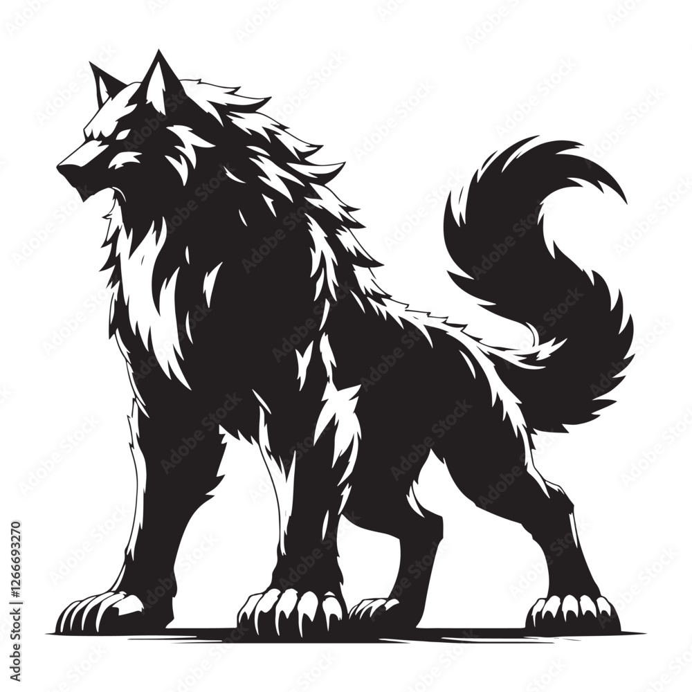 Enchanted Fenrir silhouette embodying Viking warrior spirit - Fenrir ...