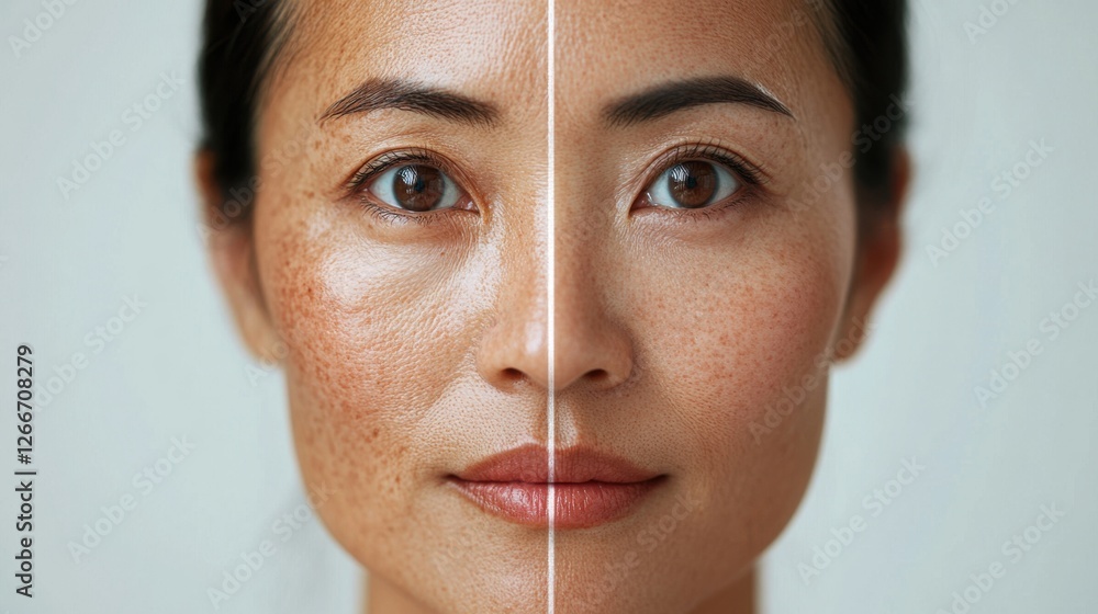 Photo Stock asia Before and after photos of a problematic face and ...
