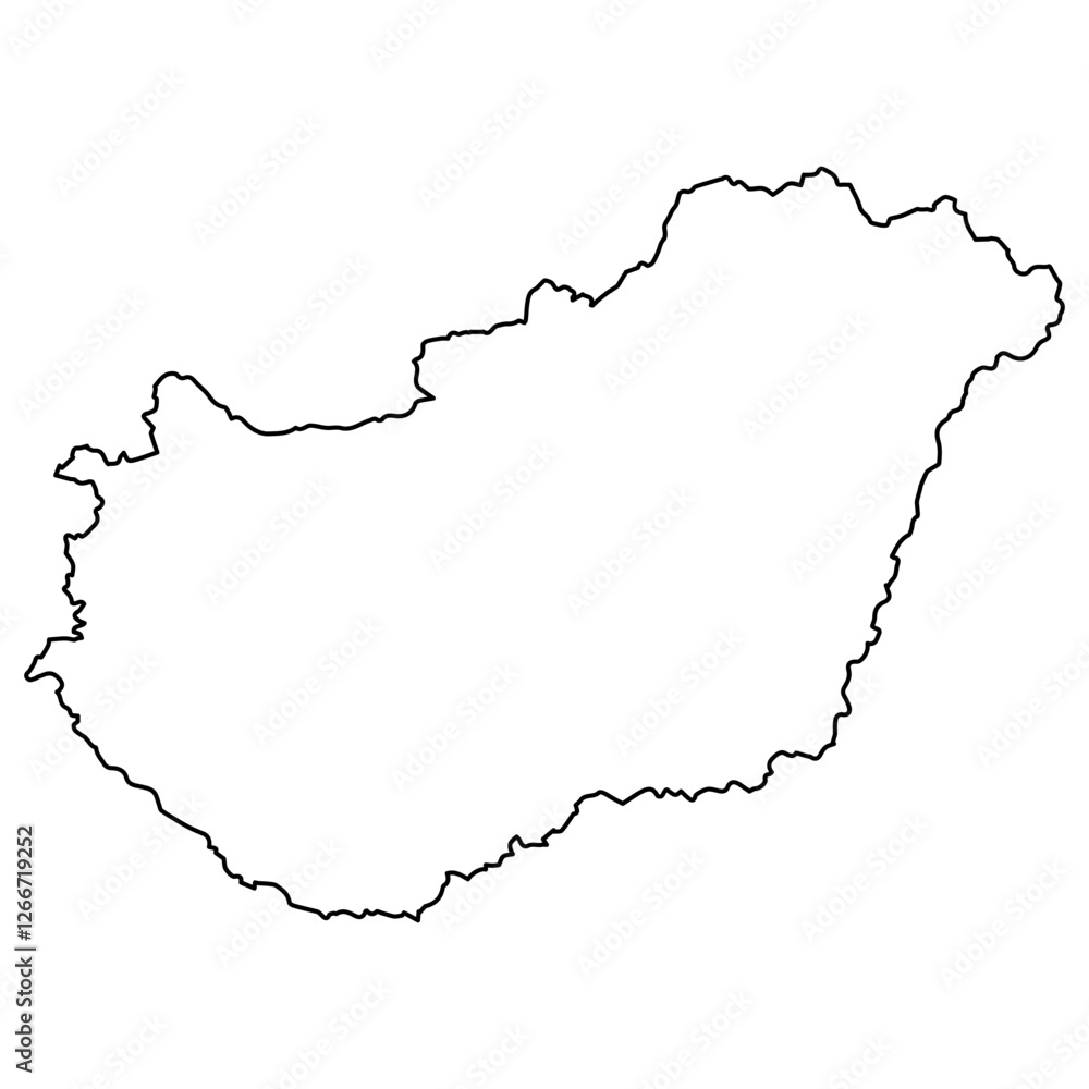 Black and White Outline Map of Hungary Stock Vector | Adobe Stock