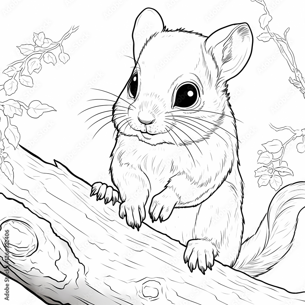 Japanese dwarf flying squirrel coloring page. Simple animal coloring ...