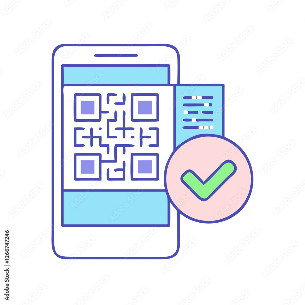 Vector de Stock qr code with a checkmark icon, qr code with a checkmark ...