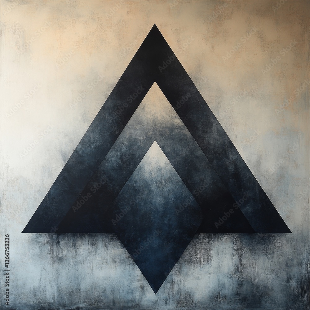 Abstract geometric artwork featuring layered triangles in a gradient ...
