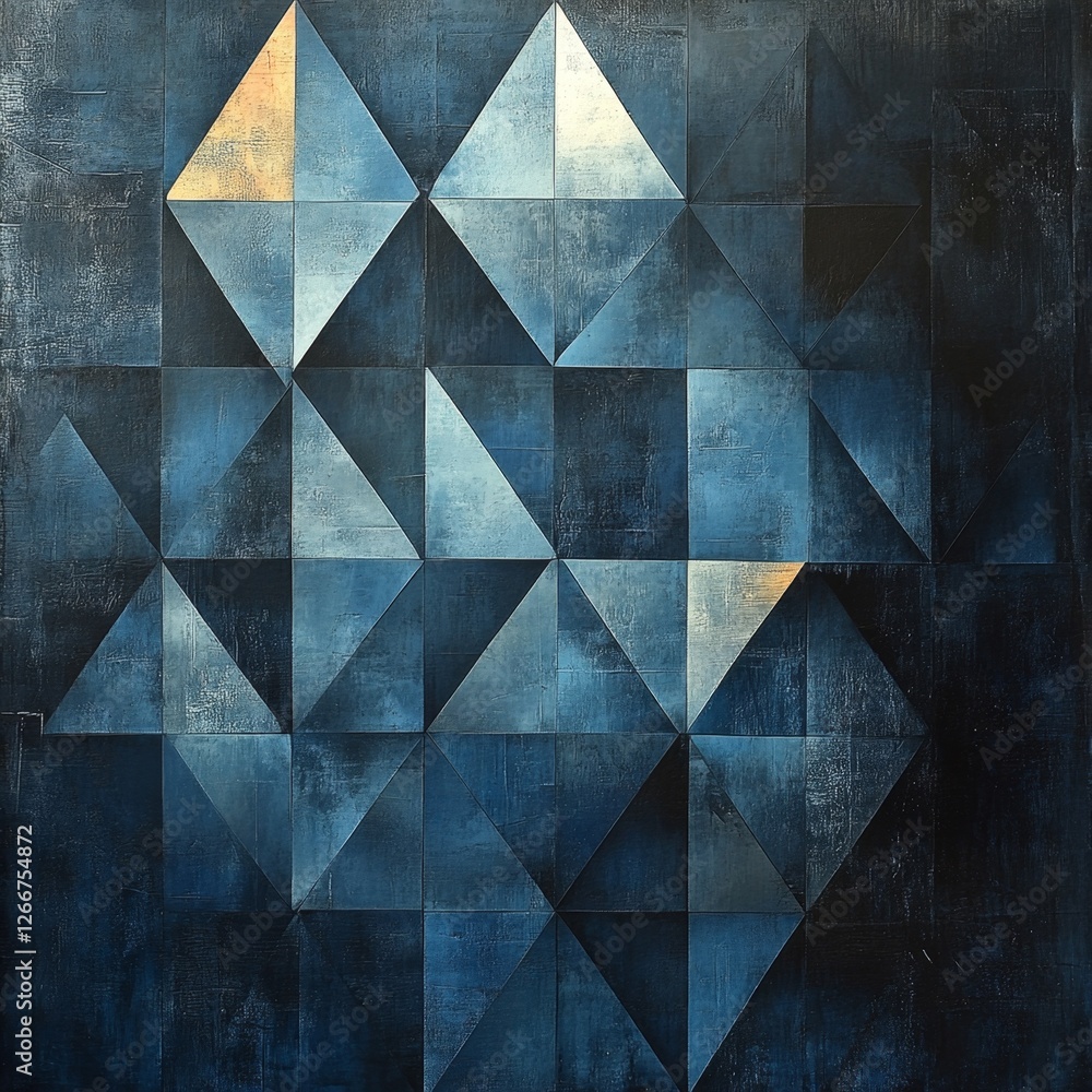 Ilustración de Stock Abstract geometric art with blue shades and ...