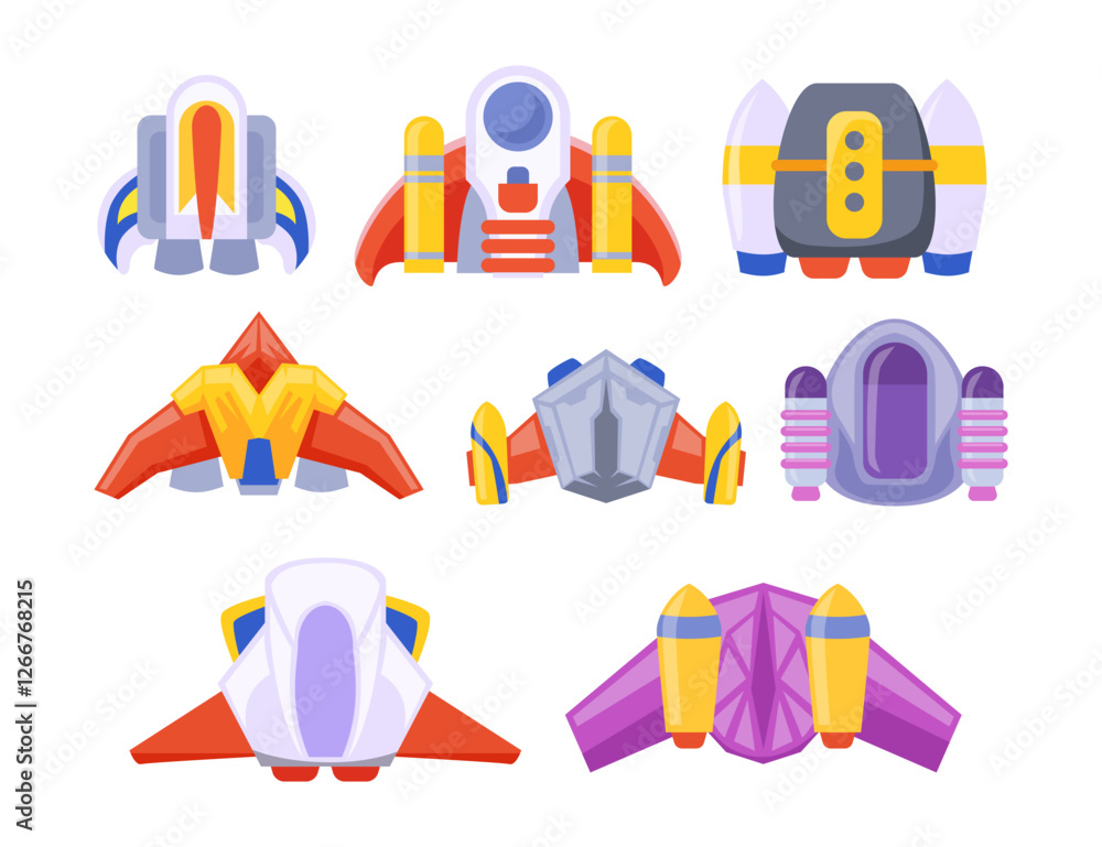 Set of jet pack collection, Equipment for personal air flight. Future ...