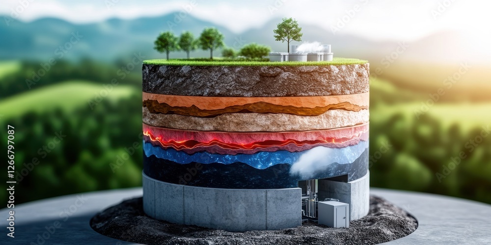 Geothermal Energy Utilization, A cross-section of the Earth showing ...