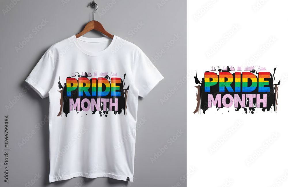 Minimalist LGBTQIA's Pride Month Graphic T-Shirt Design Mockup – Bold ...