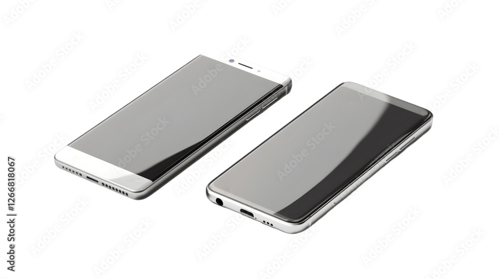 Mobile phone mockups, different angles, isolated on a transparent ...