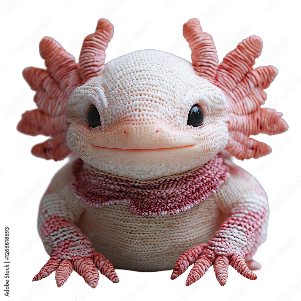 Cute Axolotl Knitting Pattern Illustration on Transparent background ...