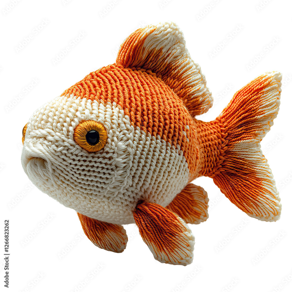 Handmade Goldfish Knitting Pattern on Transparent background for Craft ...