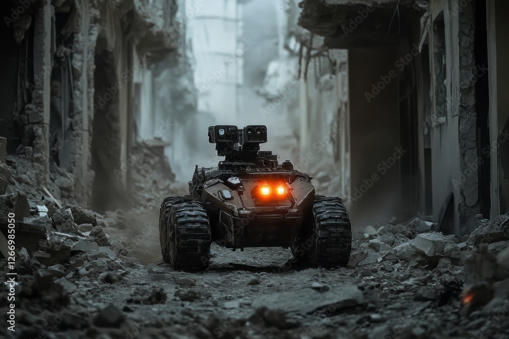 Unmanned ground vehicle operates in a damaged urban environment for ...