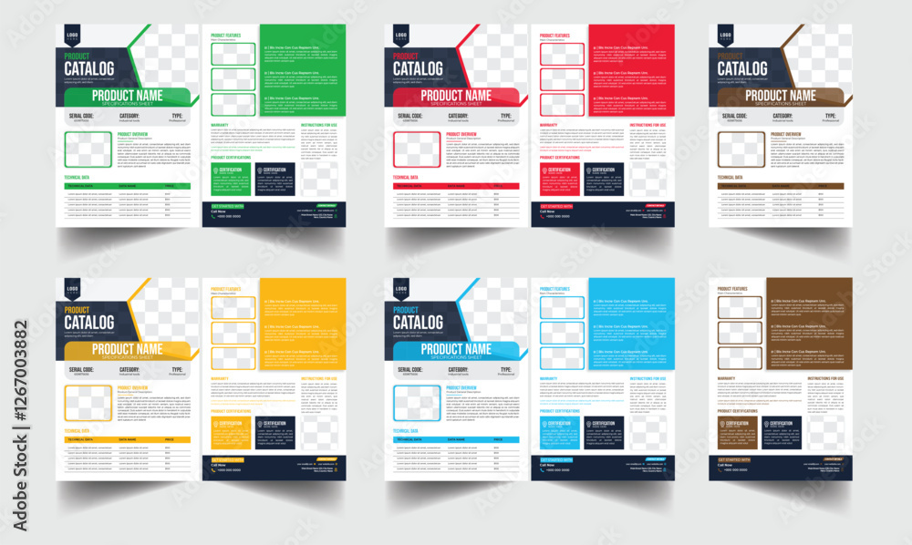 Arkistovektori Technical Data Sheet layout template. Product Catalogue ...