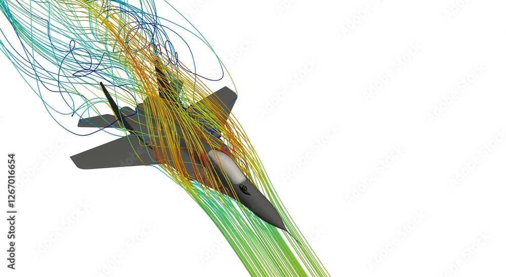 Simulation of airflow around a fighter jet. Visualize the flow ...
