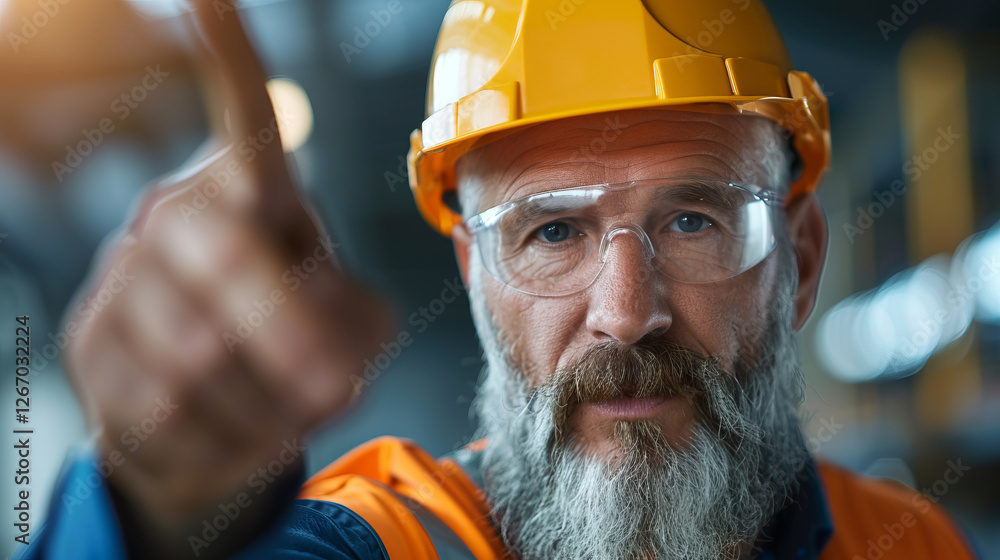 Foto de Stock Safety First: Focused Construction Worker: A seasoned ...
